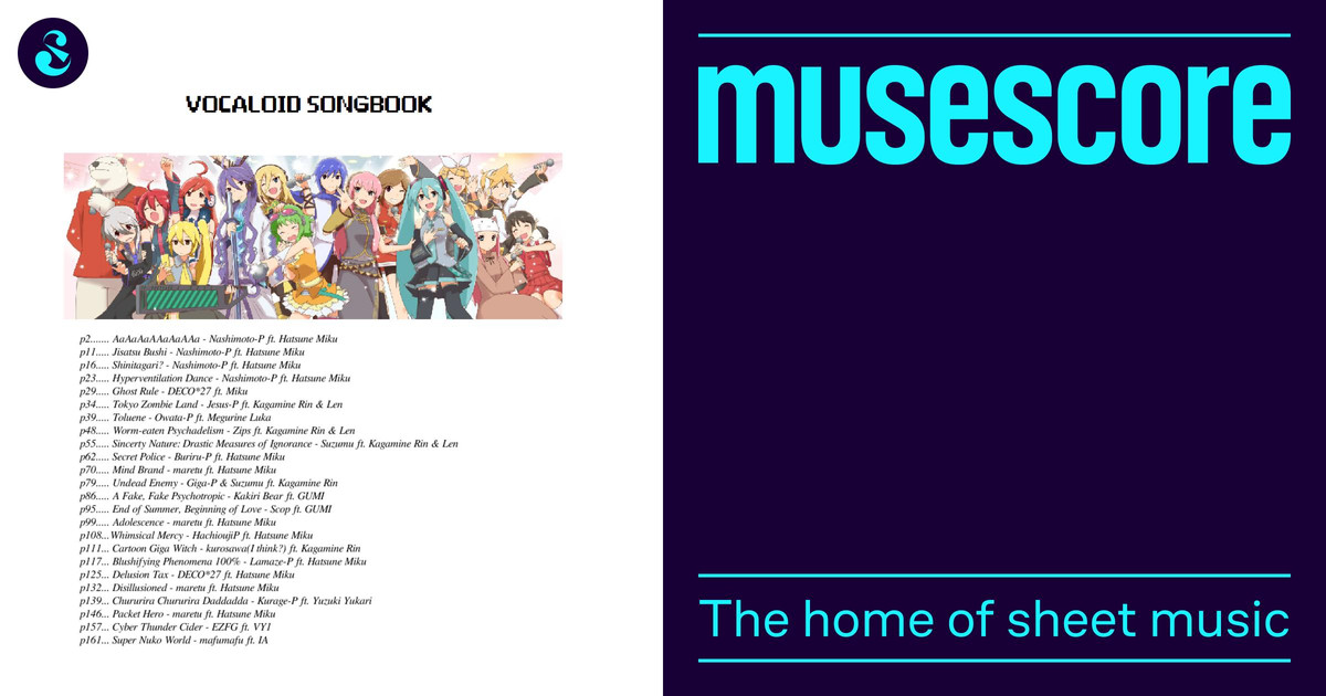 VOCALOID SONGBOOK [about 24 songs so far] Sheet music for Piano (Solo ...