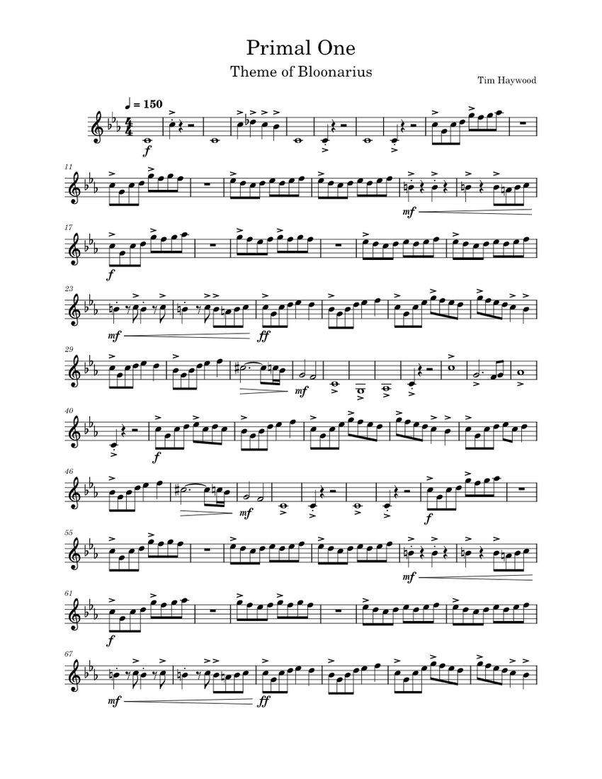 Primal One - Tim Haywood Sheet Music for Piano (Solo) easy | MuseScore.com