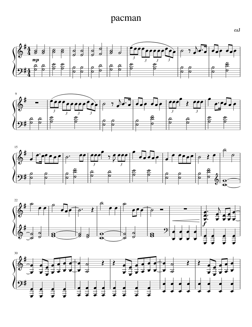 pacman - eaJ Sheet Music for Piano (Solo) easy | MuseScore.com