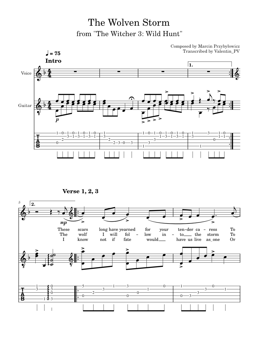 The Wolven Storm (Priscilla's Song) for the Guitar and Voice - The ...