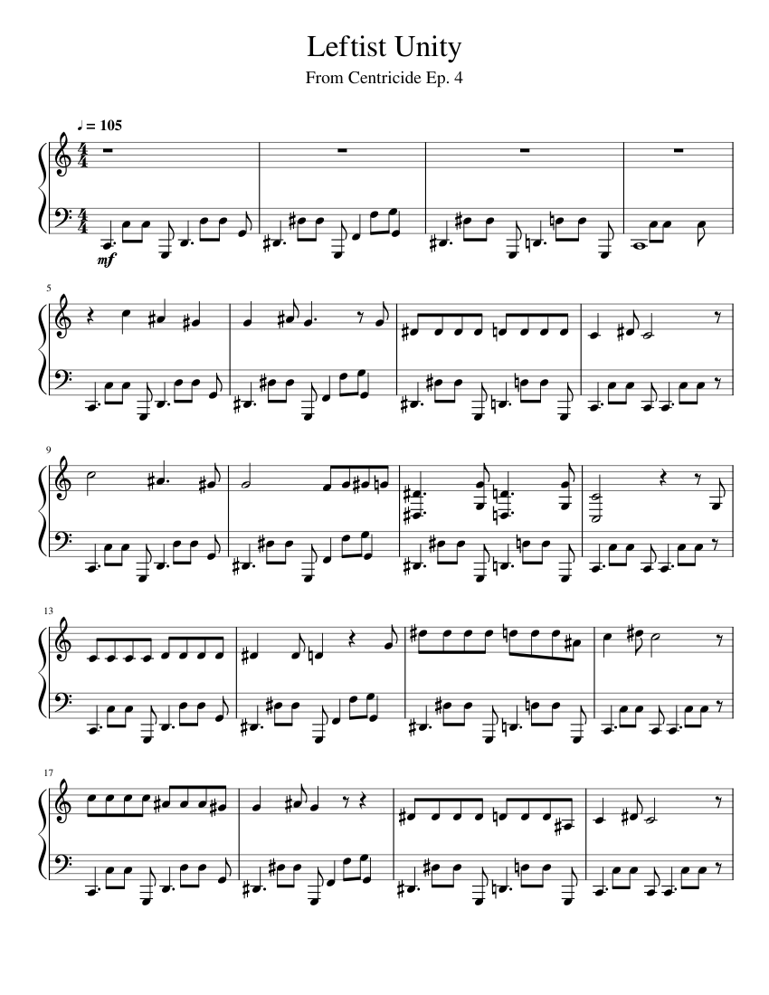 Leftist Unity(Centricide) Sheet Music for Piano (Solo) | MuseScore.com