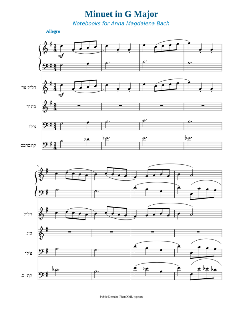 Minuet in G major, BWV Anh.114 – Johann Sebastian Bach Bach Minuet in G ...