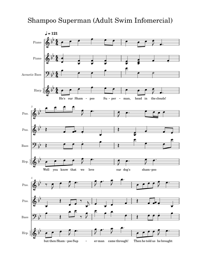 Shampoo Superman Sheet music for Piano, Bass guitar, Harp (Solo ...
