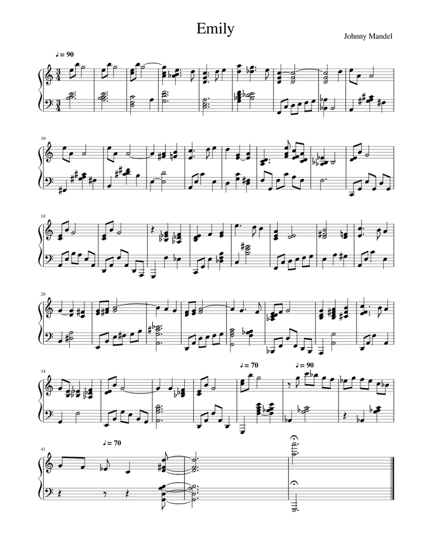 Emily Sheet Music for Piano (Solo) | MuseScore.com