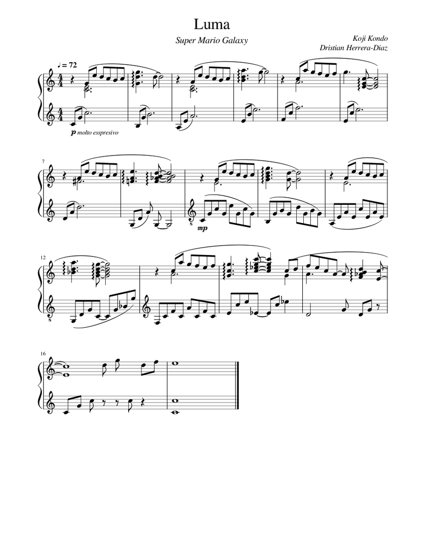 Luma Sheet music for Celesta (Solo) | Musescore.com