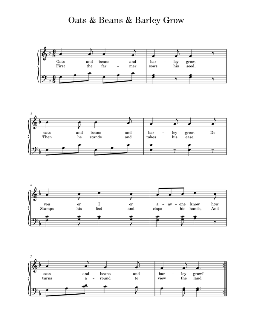 Oats peas beans and barley grow – Misc tunes Oats & Beans & Barley Grow ...