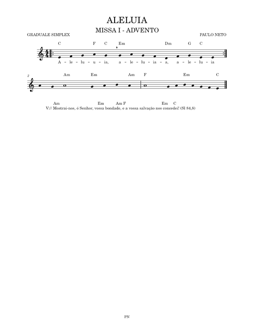 Aleluia, Missa I - Graduale Simplex – Paulo da Silva Neto ALELUIA Sheet ...