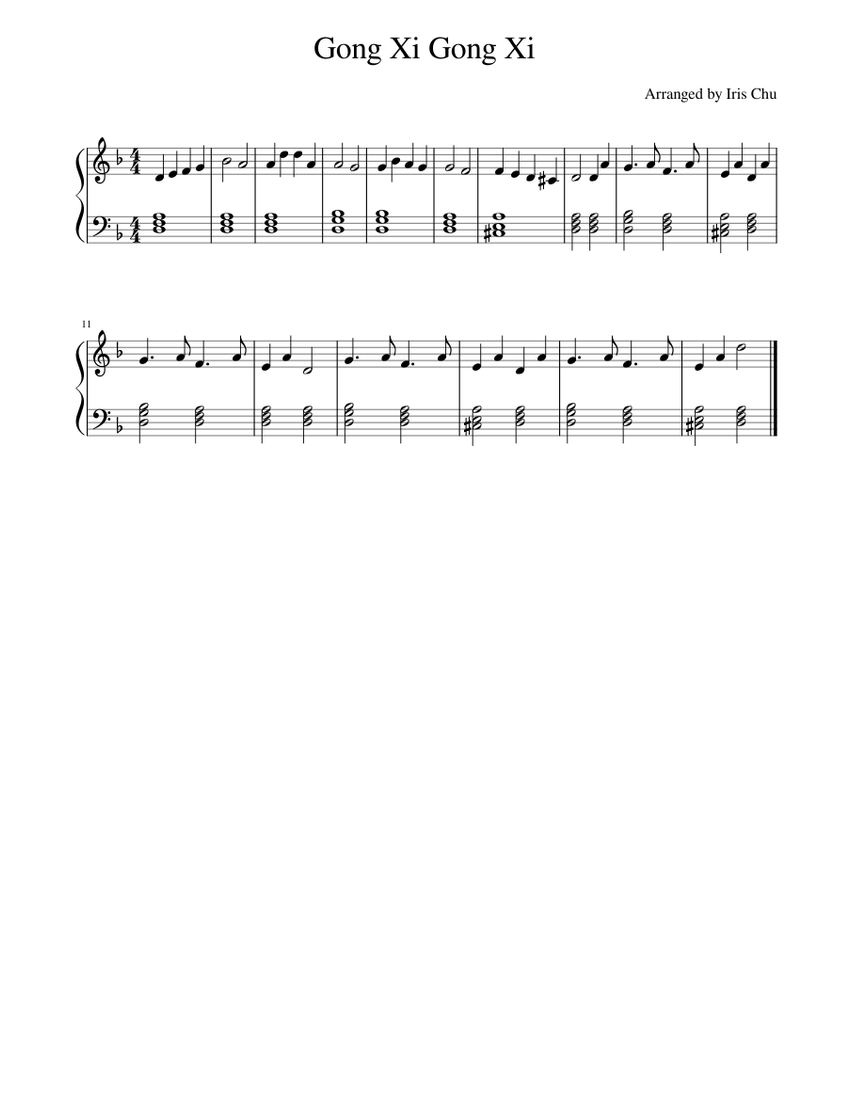 Gong Xi Gong Xi (Easy) Sheet Music for Piano (Solo) | MuseScore.com
