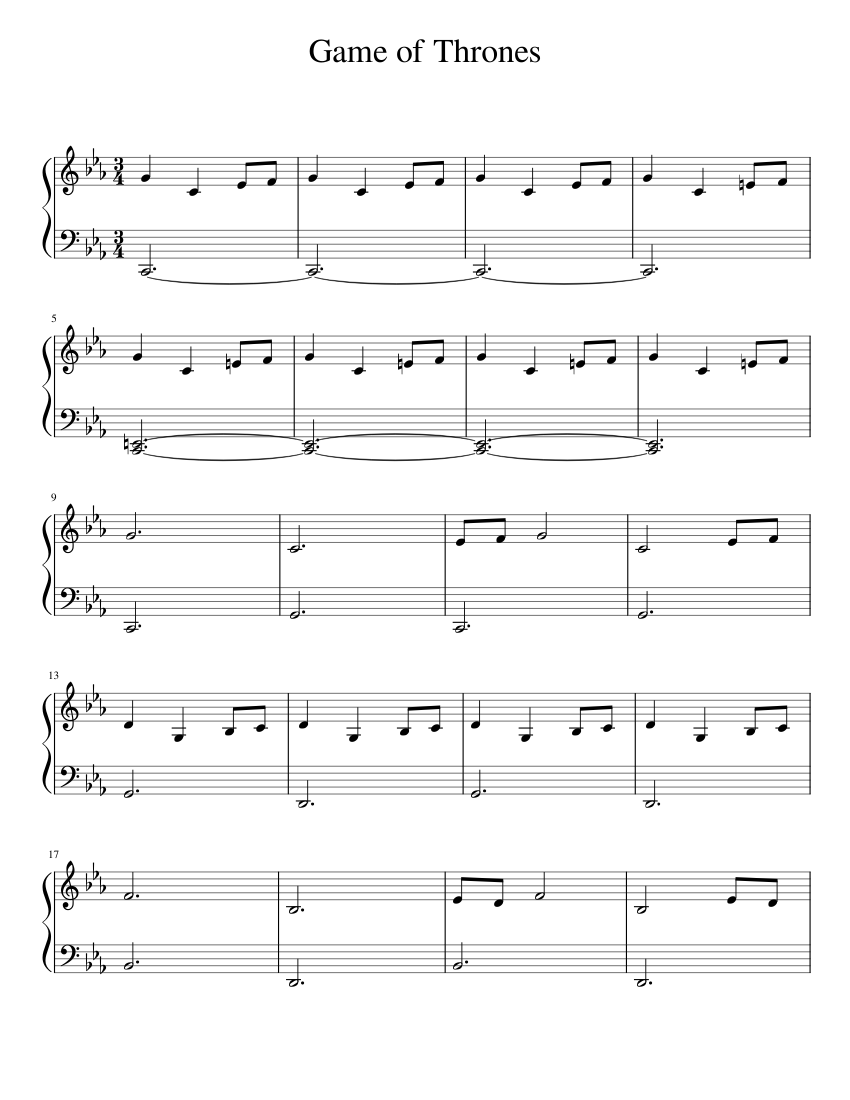 Game Of Thrones Theme – Ramin Djawadi Sheet music for Piano (Solo) Easy ...