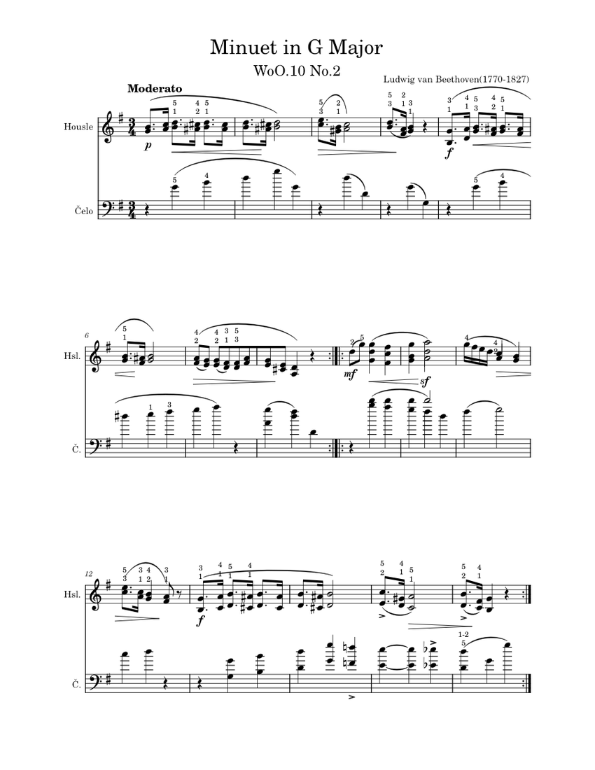 Minuet in G major WoO 10, No. 2 – Ludwig van Beethoven Minuet in G ...