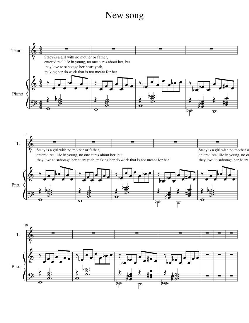 new_song Sheet music for Piano, Tenor (Piano-Voice) | Musescore.com