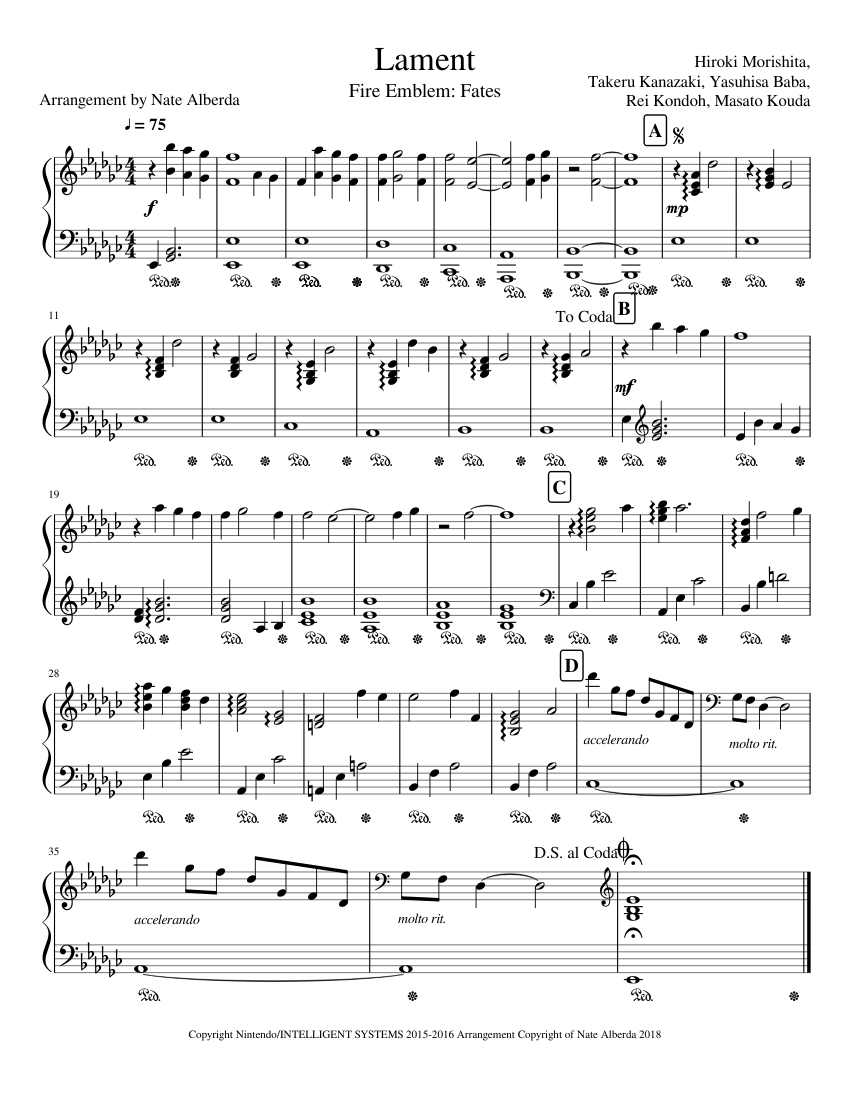 Lament Sheet Music for Piano (Solo) easy | MuseScore.com