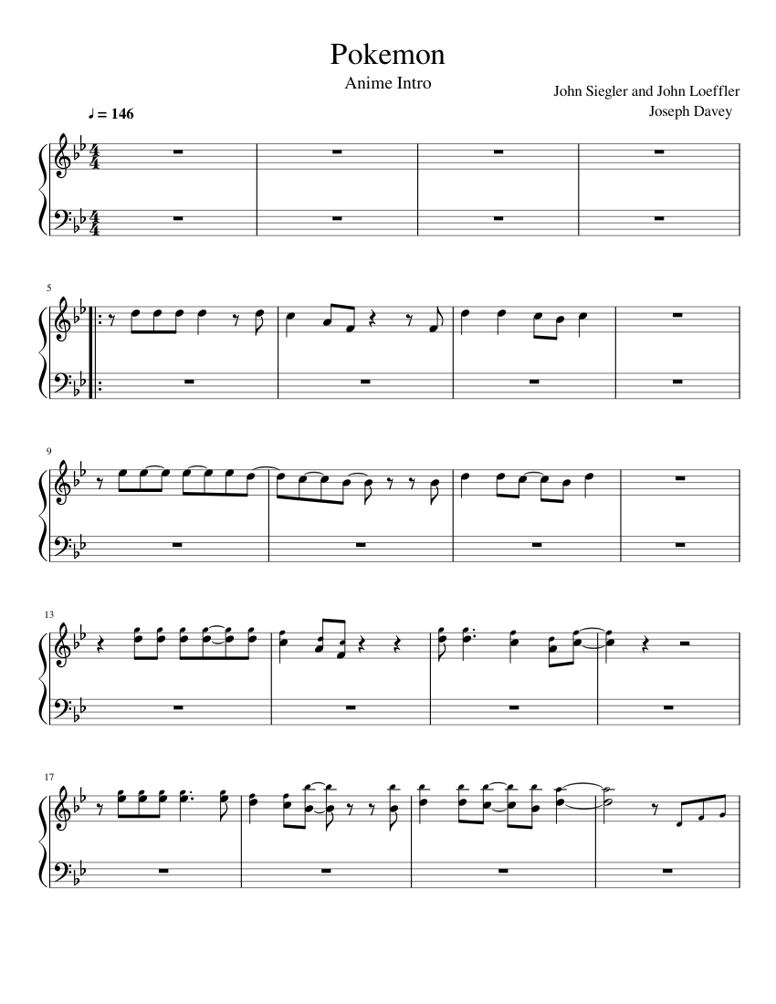 Pokemon Anime Intro Sheet music for Piano (Solo) Easy | Musescore.com