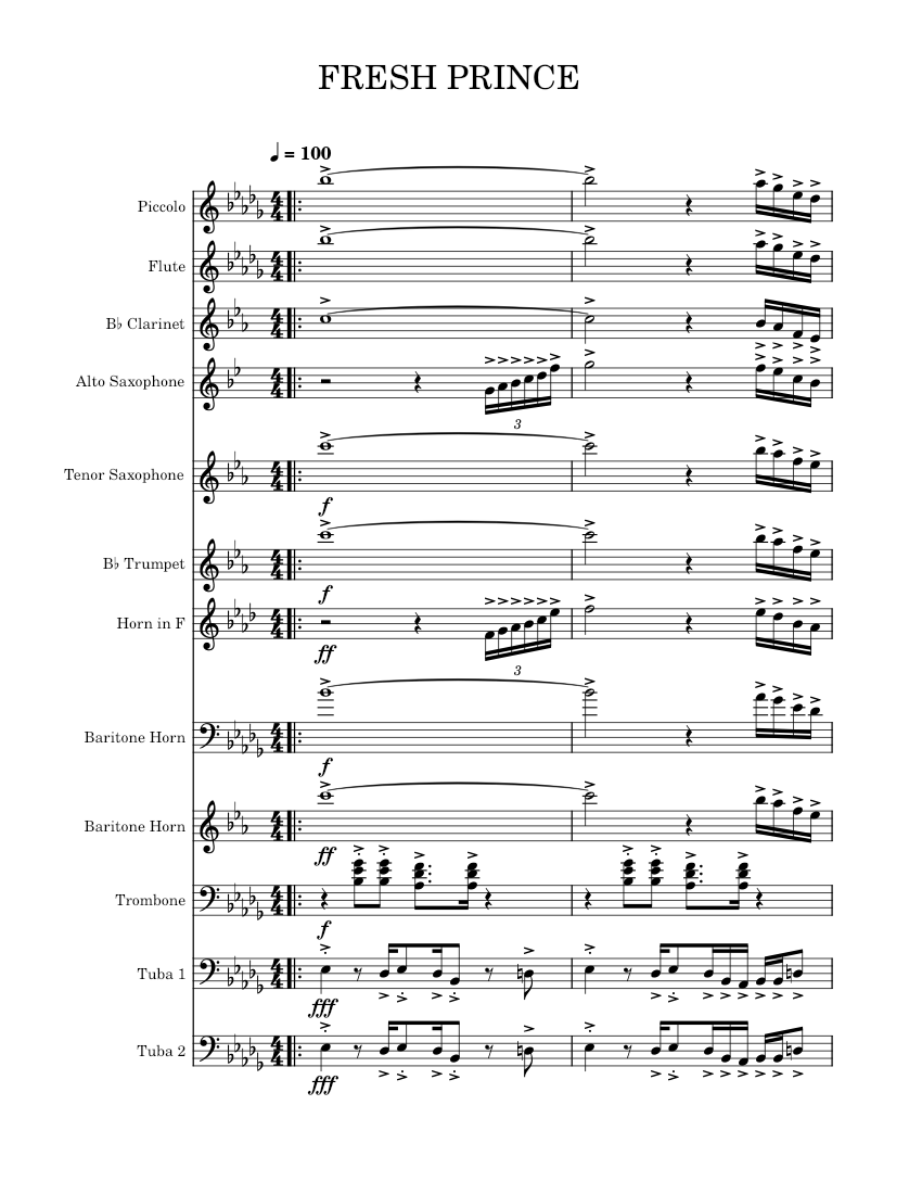 The fresh prince of bel-air theme – Misc Television Sheet Music for ...