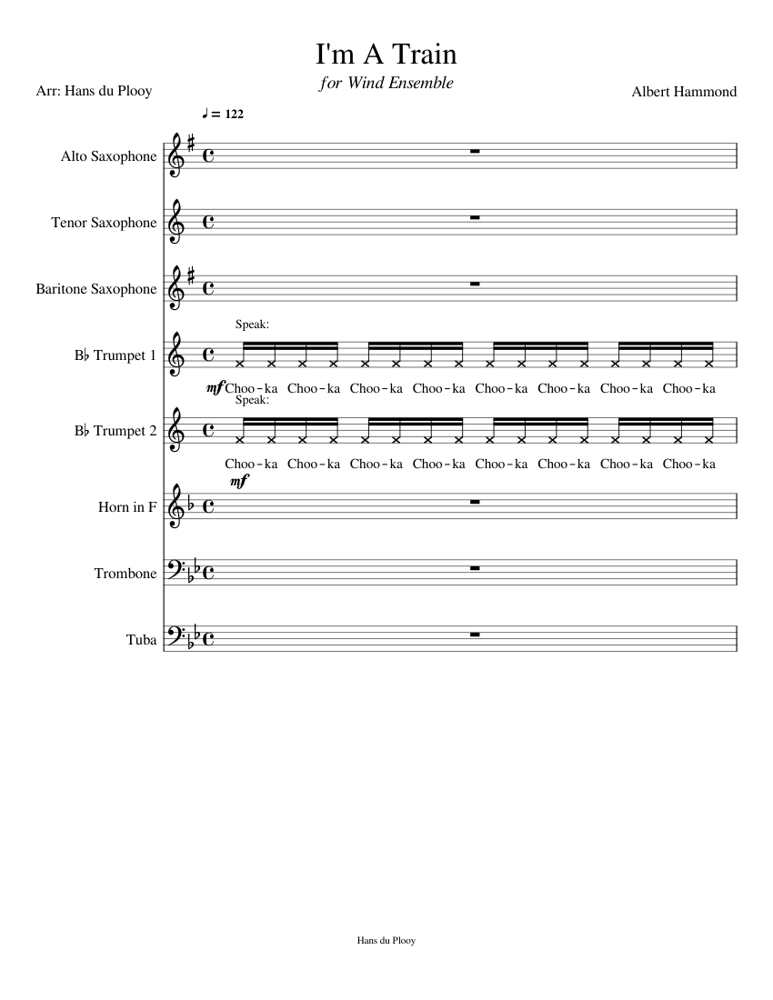I'm a Train - Albert Hammond arr. Hans du Plooy (Wind Ensemble) Sheet ...