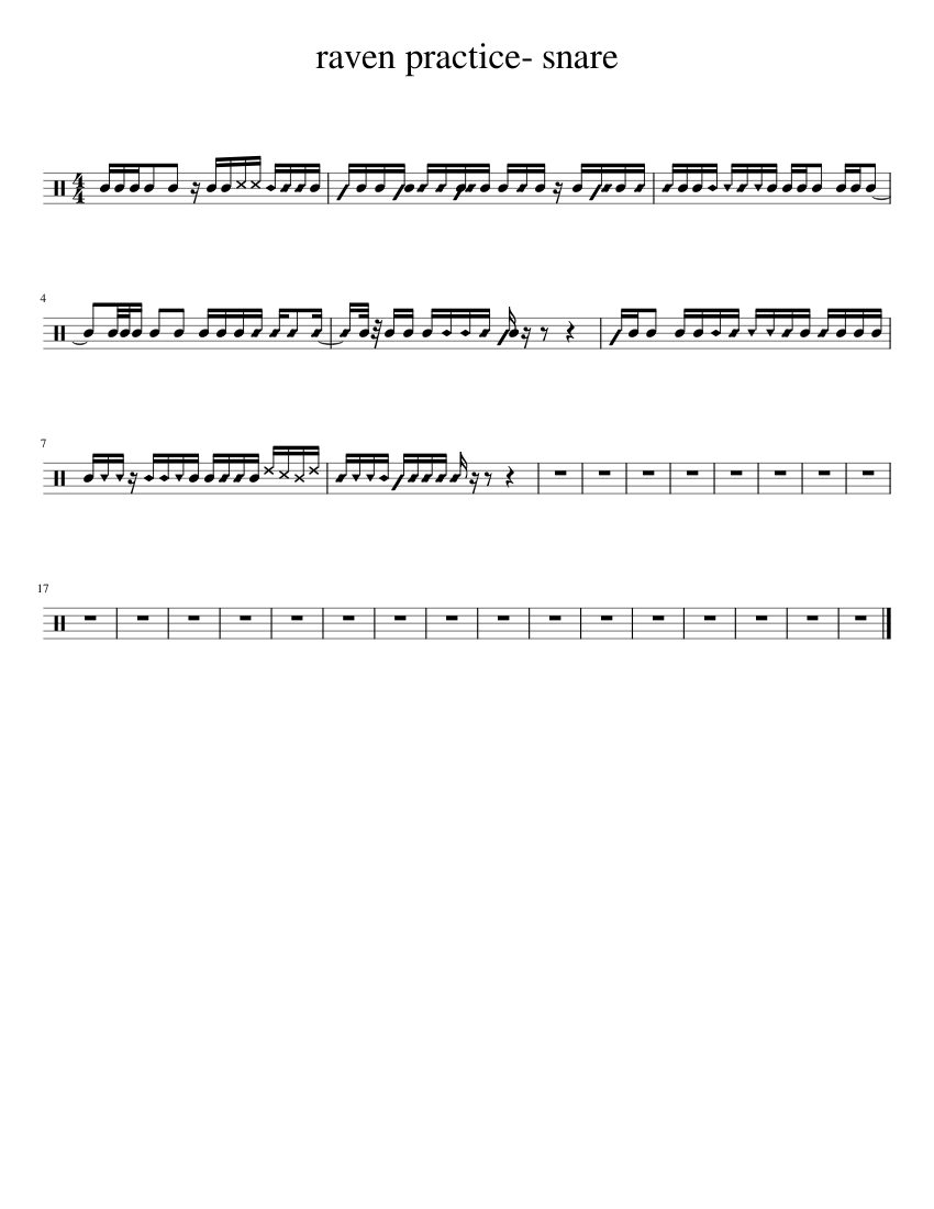 raven practice- Marching snare- short note sheet- Sheet music for Snare ...