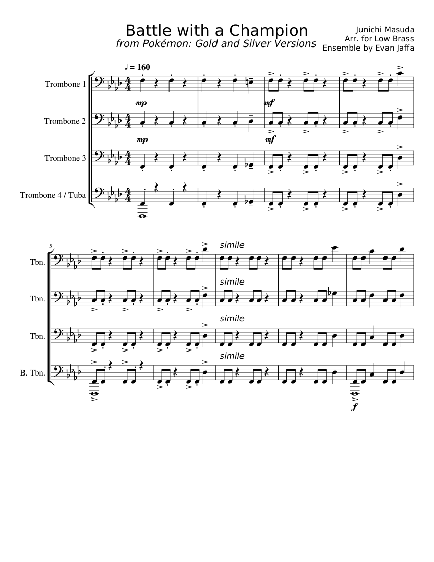Battle with a Champion Sheet music for Trombone tenor, Trombone bass ...
