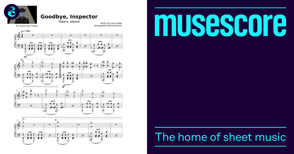 Goodbye Inspector (Death Theme) – Papers please Sheet Music for Piano ...