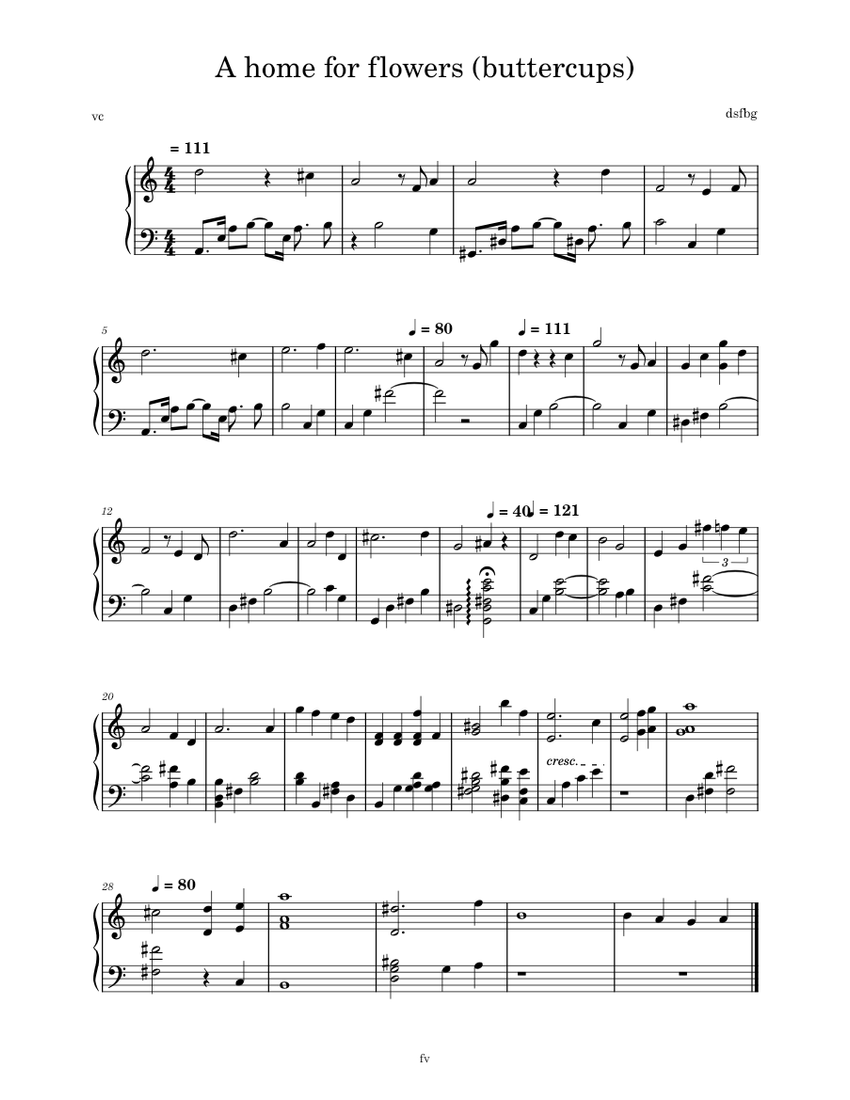 Home – Toby Fox A home for flowers buttercups Sheet music for Piano ...