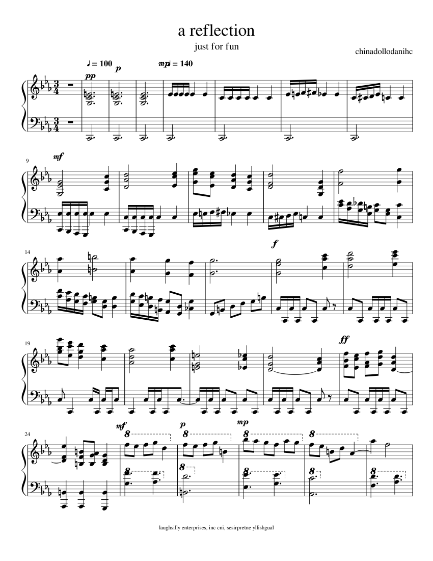 a reflection Sheet music for Piano (Solo) | Musescore.com