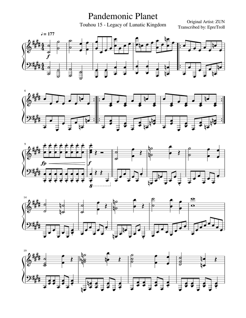 Pandemonic Planet Sheet Music for Piano (Solo) | MuseScore.com