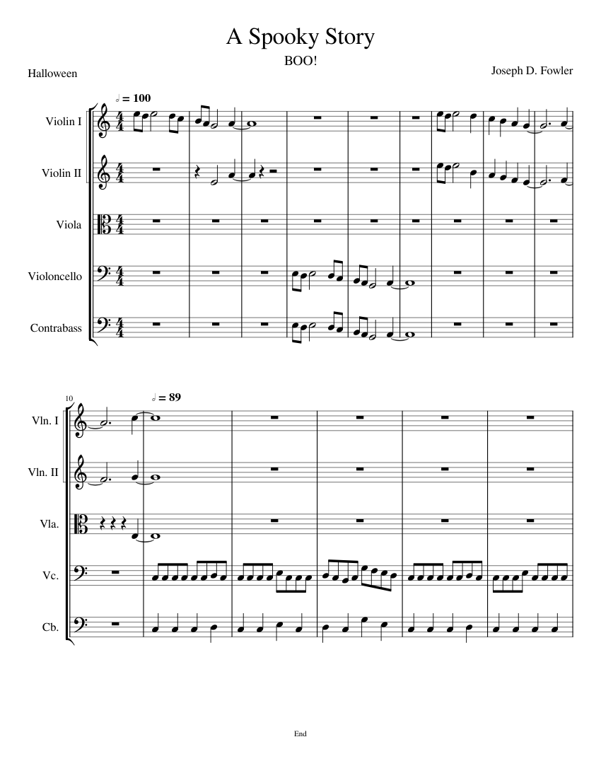 A Spooky Story Sheet music for Contrabass, Violin, Viola, Cello (String ...