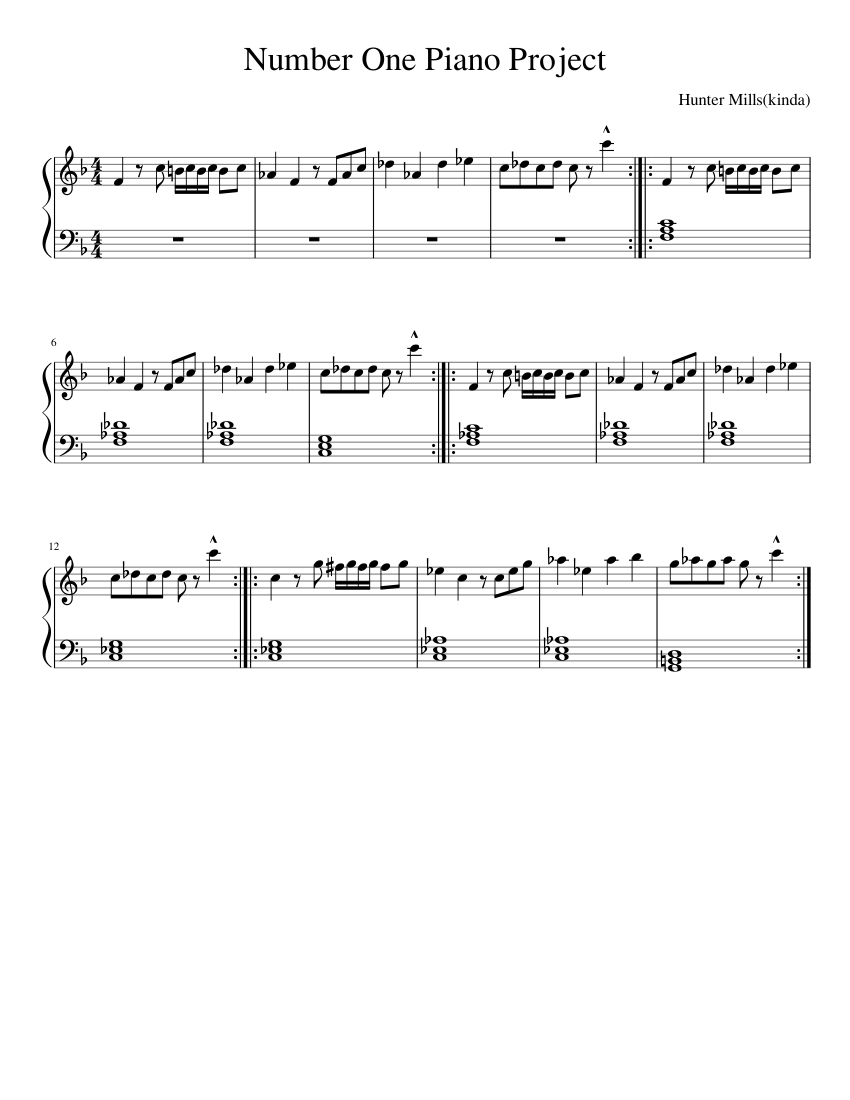 Number One Piano Project Sheet music for Piano (Solo) | Musescore.com