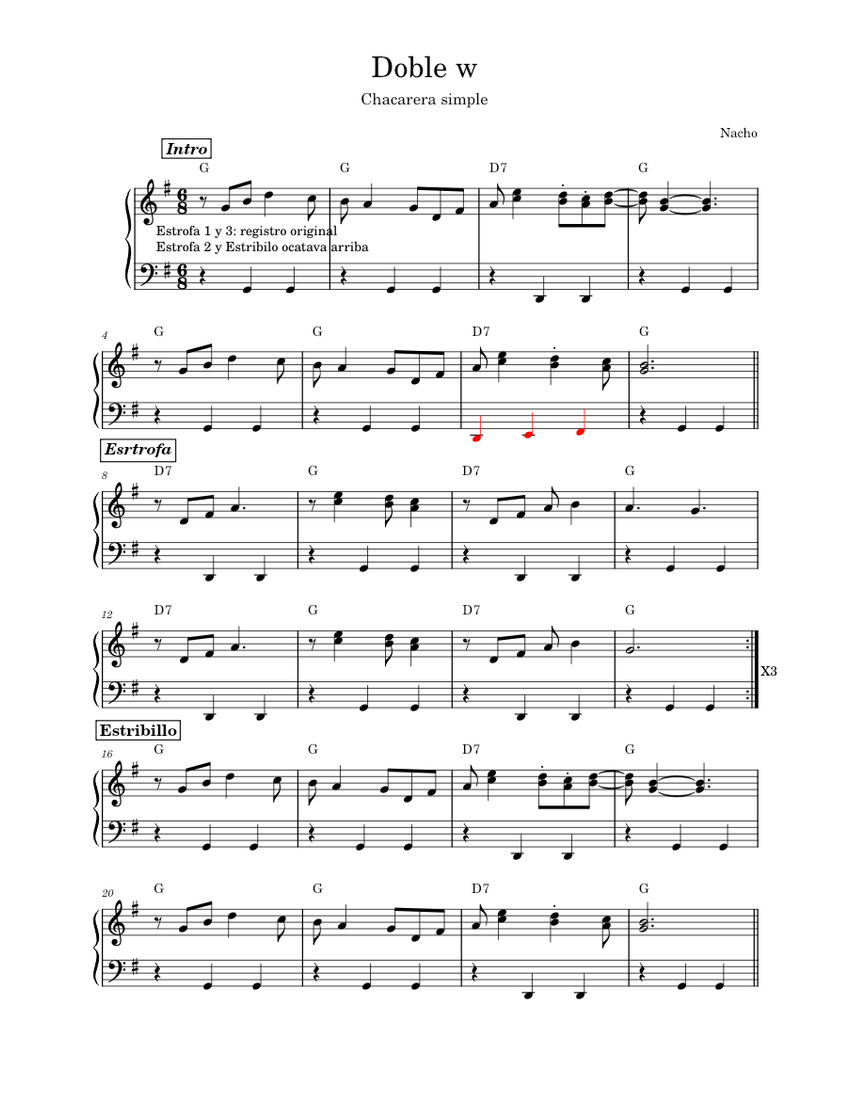 Doble w - 10-06-22 Sheet music for Piano (Solo) Easy | Musescore.com