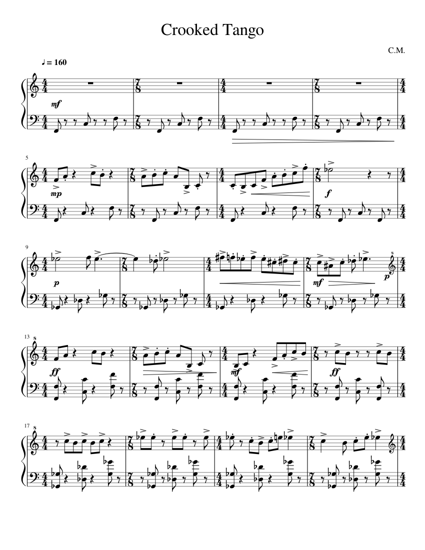 Crooked Tango Sheet music for Piano (Solo) Easy | Musescore.com