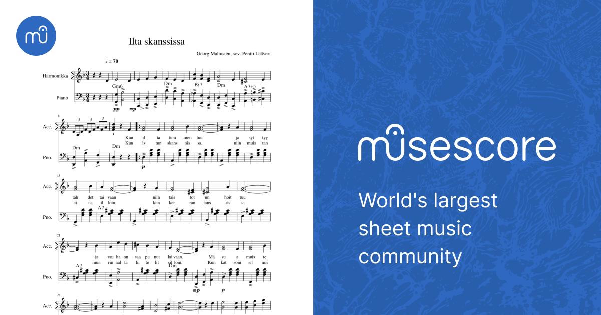 Ilta skanssissa Sheet Music for Piano, Accordion (Mixed Duet ...