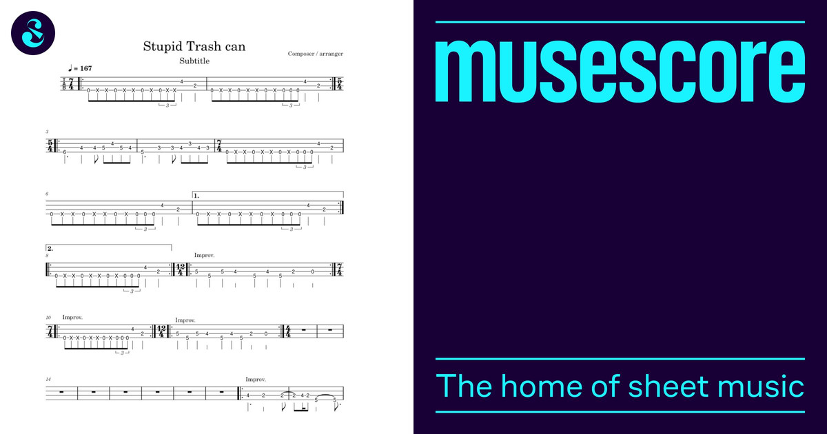 Stupid Trash can Sheet music for Bass guitar (Solo) | Musescore.com