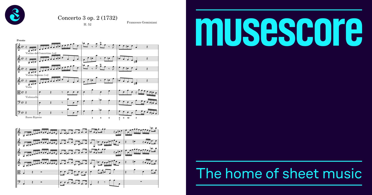 Geminiani: Concerto Grosso op3 no 3 - Francesco Geminiani Sheet music ...