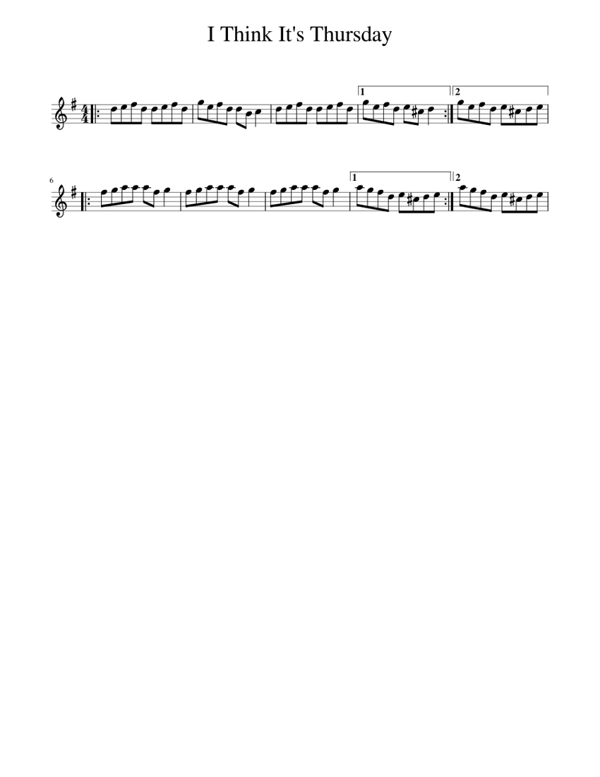 I Think It's Thursday Sheet music for Piano (Solo) Easy | Musescore.com