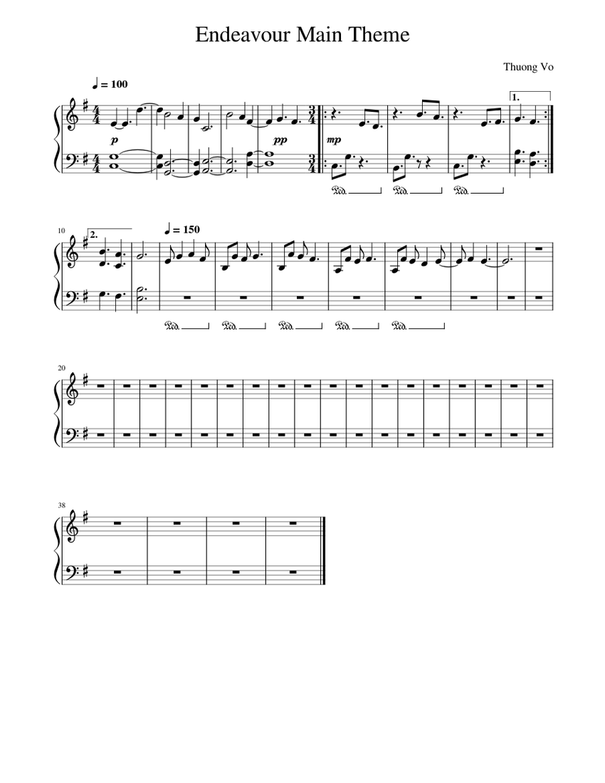 Endeavour Main Theme Sheet music for Piano (Solo) | Musescore.com