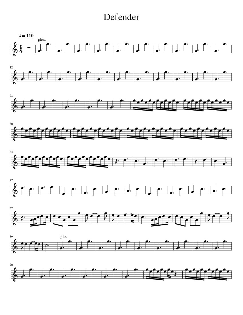 Defender Sheet Music for Piano (Solo) Easy | MuseScore.com