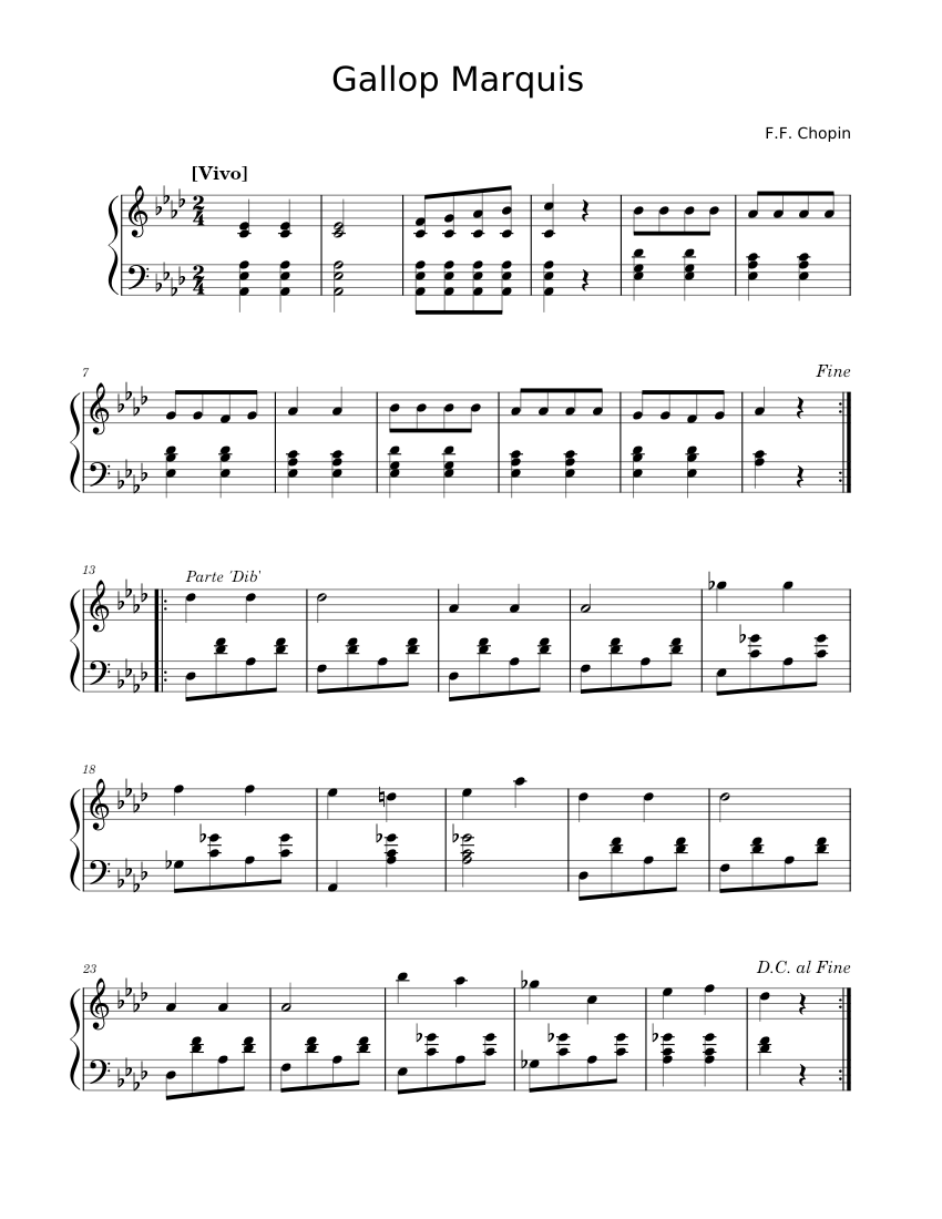 Chopin - Gallop Marquis Sheet music for Piano (Solo) | Musescore.com
