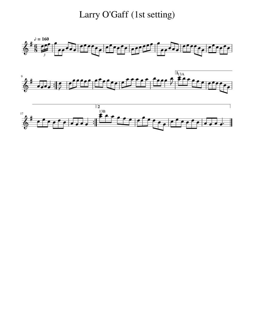 Larry O'Gaff (1st setting) Sheet music for Piano (Solo) Easy ...