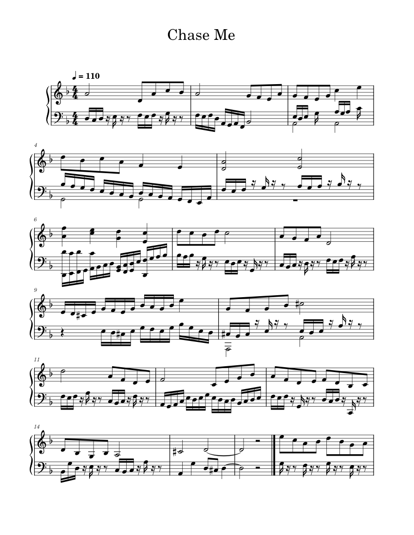 Chase Me Sheet Music for Piano (Solo) | MuseScore.com