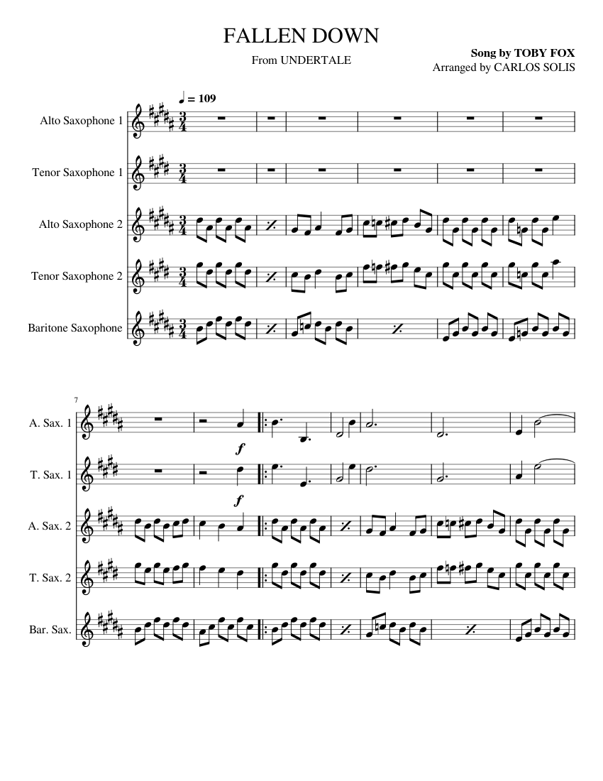 FALLEN DOWN by CARLIT0CHURRIT0 Sheet music for Saxophone alto ...