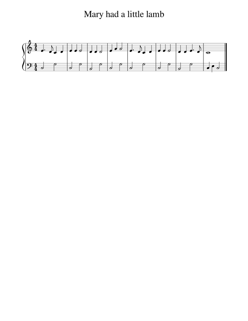 Mary had little lamb Mary had a little lamb Sheet Music for Piano (Solo ...