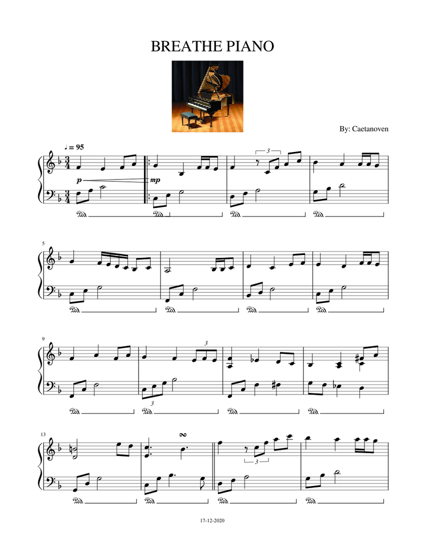 BREATHE PIANO Sheet music for Piano (Solo) Easy | Musescore.com
