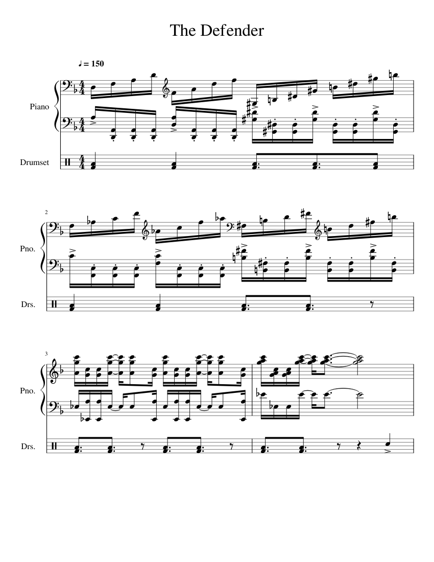 The Defender Sheet music for Piano, Drum group (Mixed Duet) | Musescore.com