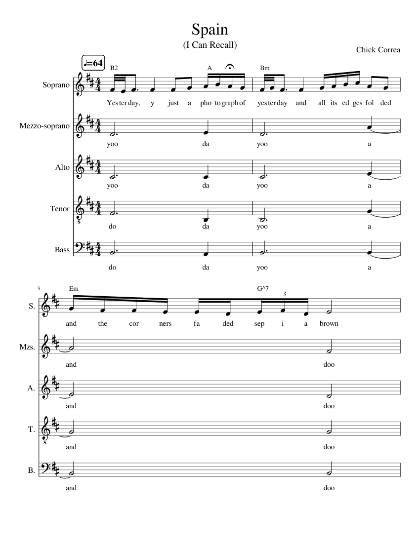 Spain Sheet music for Soprano, Alto, Tenor, Bass voice & more ...