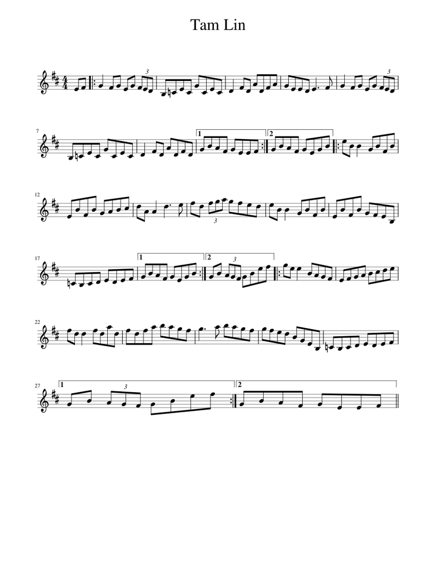 Tam Lin Sheet music for Piano (Solo) | Musescore.com
