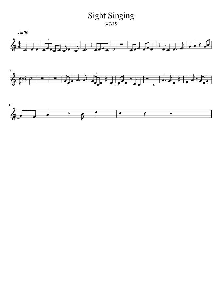 Sight Singing 3/7/19 Sheet music for Piano (Solo) Easy | Musescore.com
