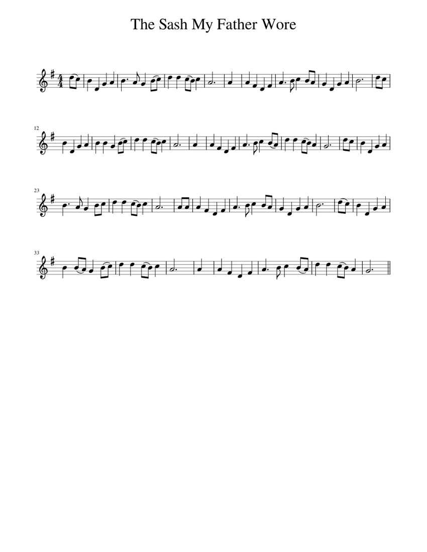 The Sash My Father Wore Sheet music for Piano (Solo) | Musescore.com