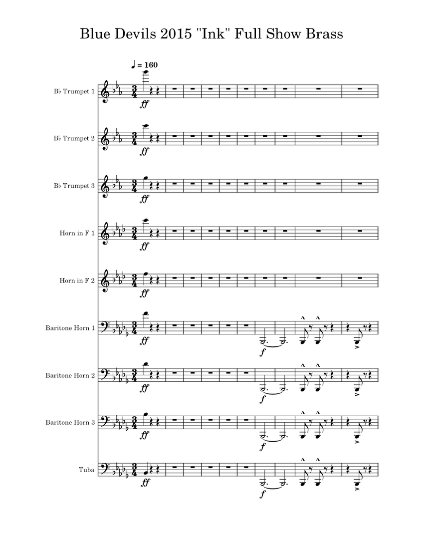 Blue Devils 2015 - Ink – The Blue Devils Sheet Music for Tuba, Trumpet ...