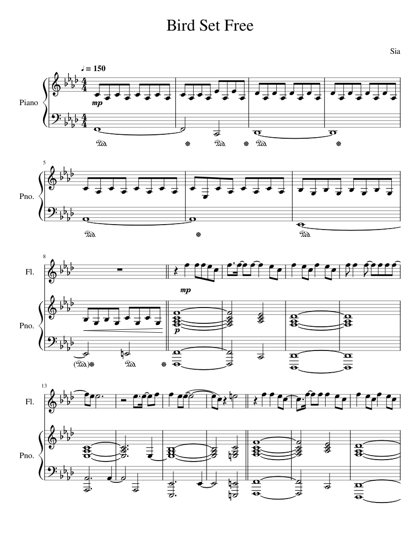 Bird Set Free Sheet music for Piano, Flute (Mixed Trio) | Musescore.com