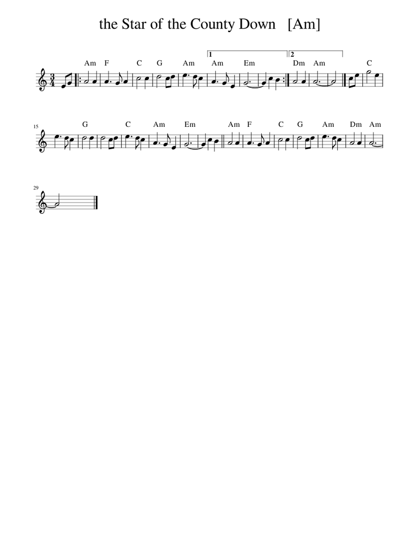the Star of the County Down Sheet music for Piano (Solo) | Musescore.com