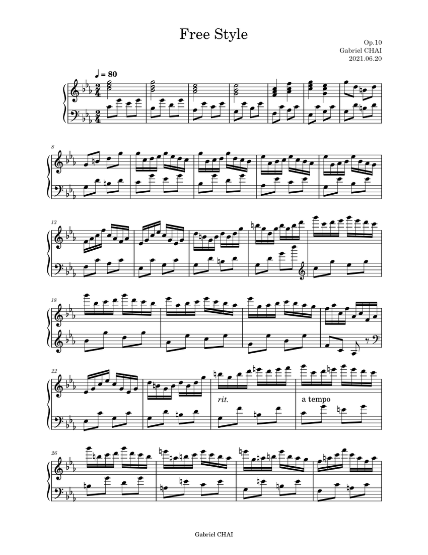 Free Style-Op.10-Gabriel CHAI Sheet music for Piano (Solo) Easy ...